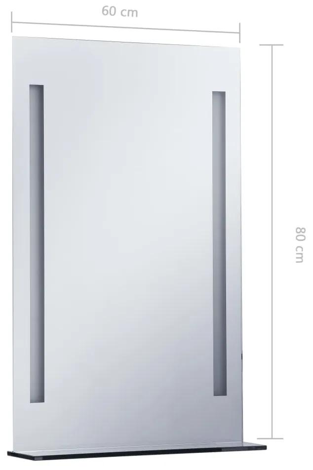 vidaXL Koupelnové nástěnné zrcadlo s LED světlem a policí 60 x 80 cm