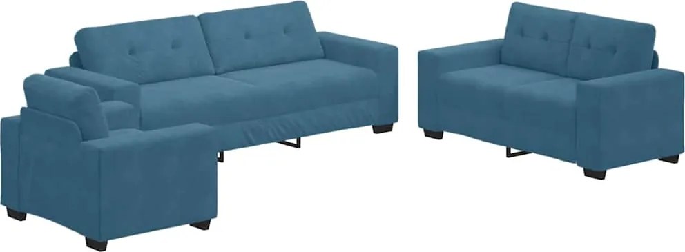 Set pohovek 3 ks Modrá samet 3324648