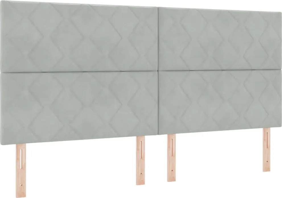 Postel s boxspringem s čelo Světle šedá 200 x 200 cm samet 3342080