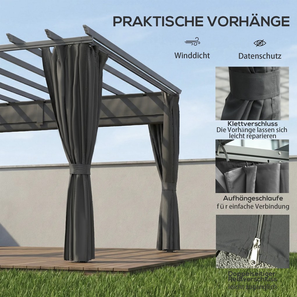 Pergola cca 3,6x3 m Zahradní pavilon Hliníkový kryt terasy s nastavitelnou střechou Tmavě šedá barva