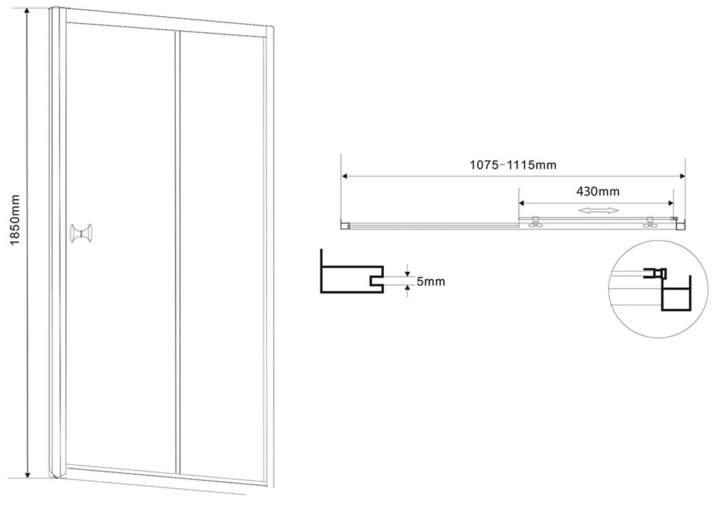 Aqualine AMADEO obdélníkový sprchový kout 1100x800 mm, L/P varianta, sklo Brick BTS110BTP80