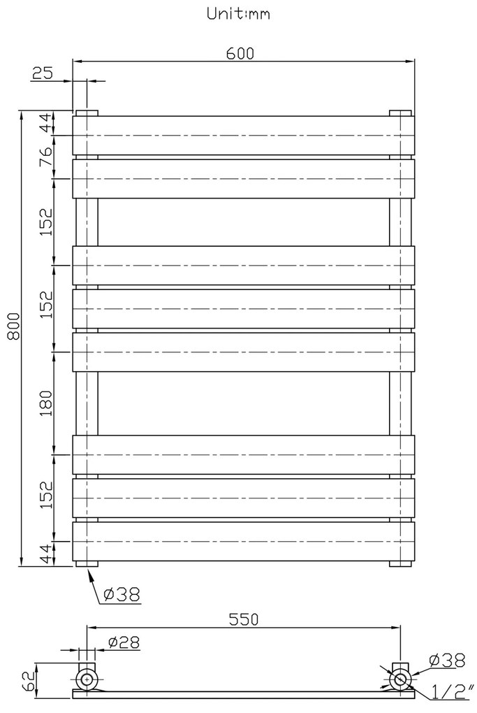 Gamma Erga Classic, topné těleso 800x600 mm, 508W, černá matná, ERG-LAV-CLAS-120450-BK