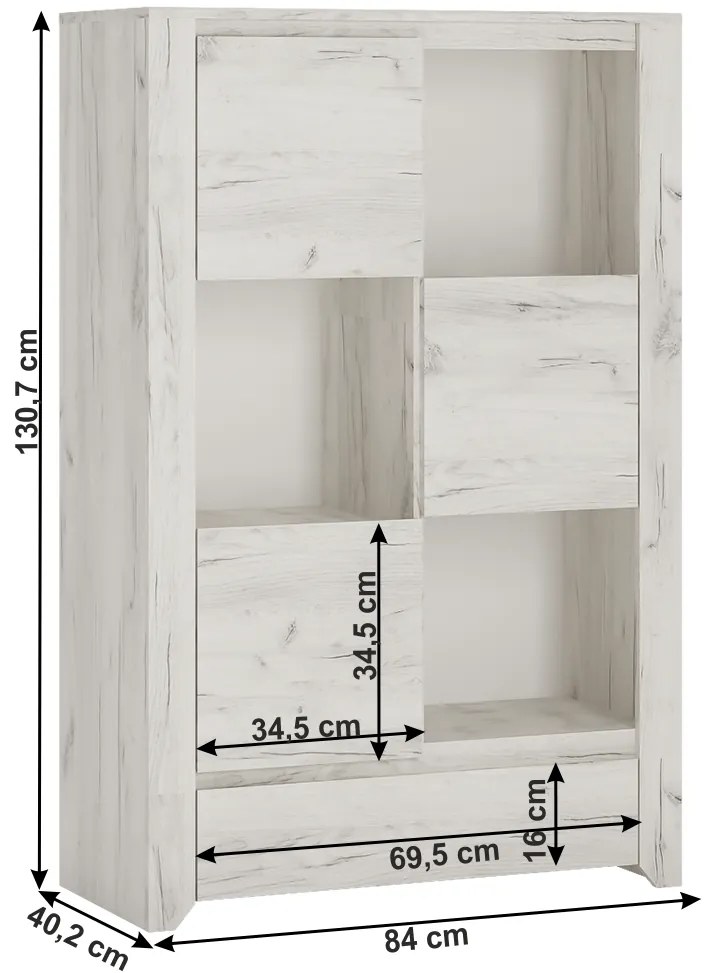 Kondela Komoda typ 31,bílá craft, ANGEL