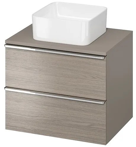 Cersanit - VIRGO závěsná skříňka pod umyvadlo s deskou 60cm, šedý dub-chrom, S522-022