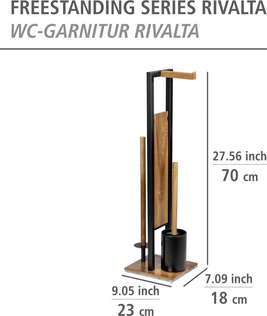 Stojan na toaletní papír a WC kartáč RIVALTA, hnědá