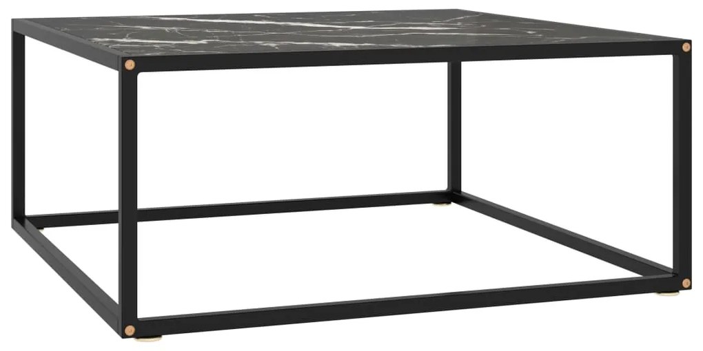 Konferenční stolek černý s černým mramorovým sklem 80x80x35 cm - Default Title