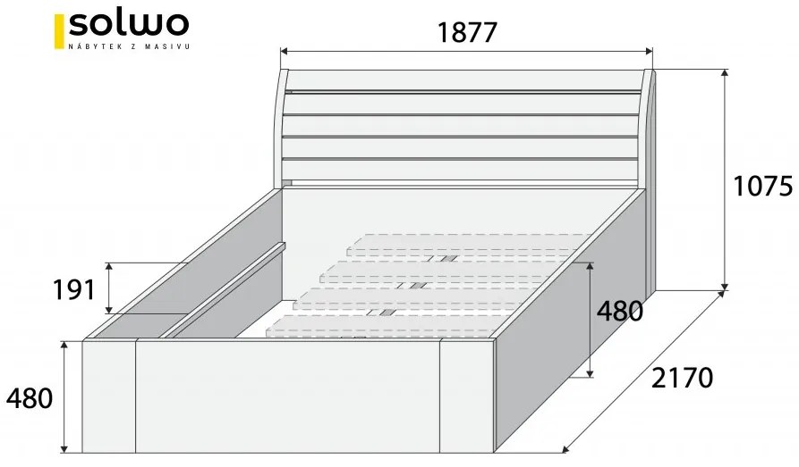 Masivní postel CURYCH - Solwo Design Dřevo a odstín oleje: BUK Cink - Olej odstín BO105, Rozměr spací plochy: 140x200