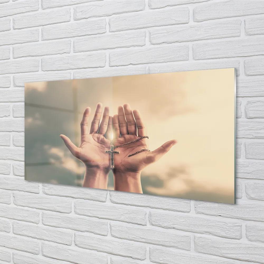 akrylový obraz Cross Hands nebe 140x70 cm