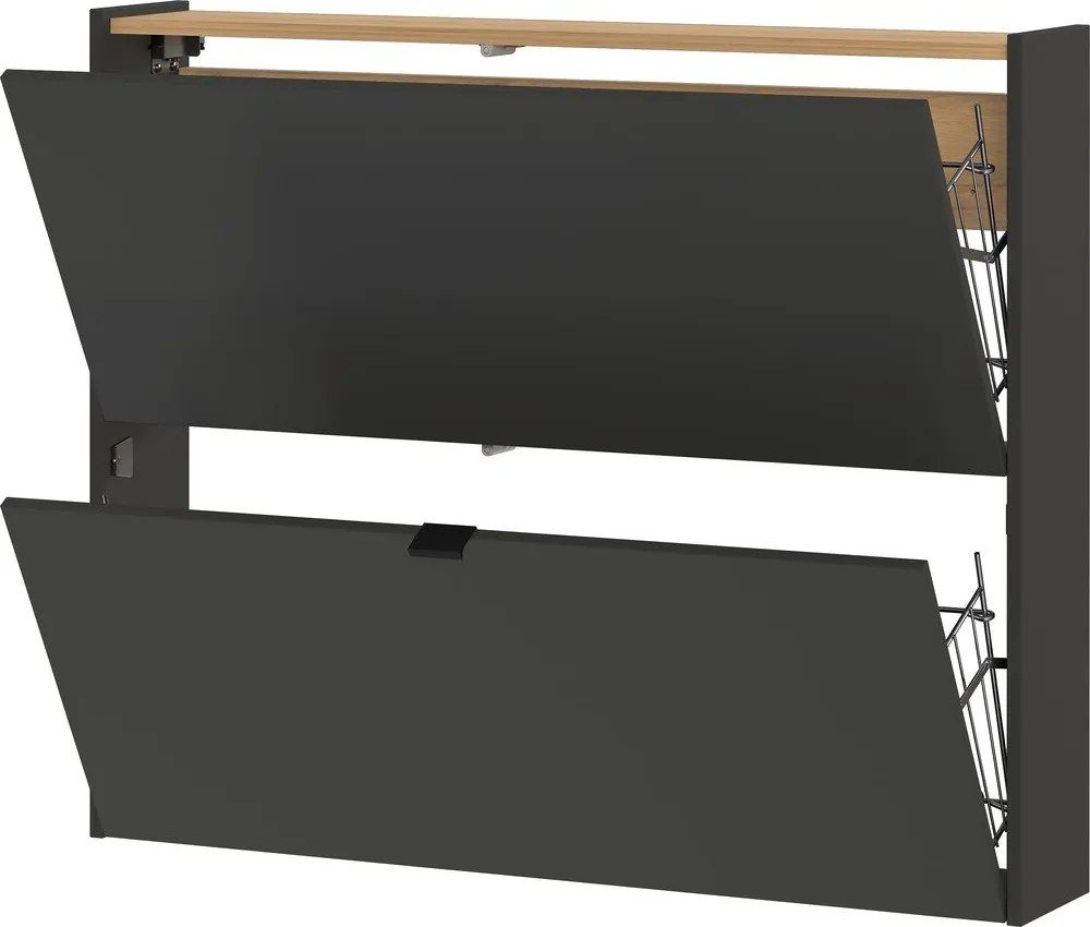 Antracitový výklopný/závěsný botník v dekoru dubu 100x83x18 cm Ameca – Germania