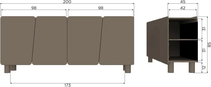 Hnědá komoda z borovicového dřeva 200x85x45 cm Root – WOOOD