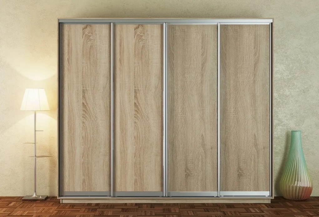 VerDesign LUNATA š300/v220 čtyřdveřová šatní skříň, dub sonoma