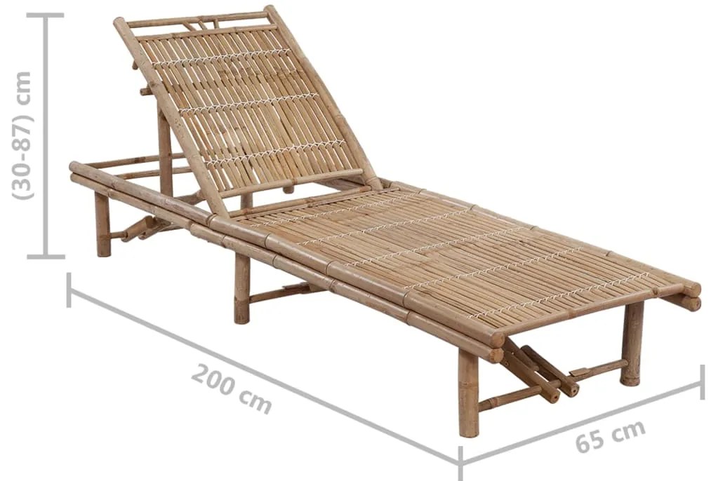 vidaXL Zahradní lehátko s poduškou bambus – 3061639