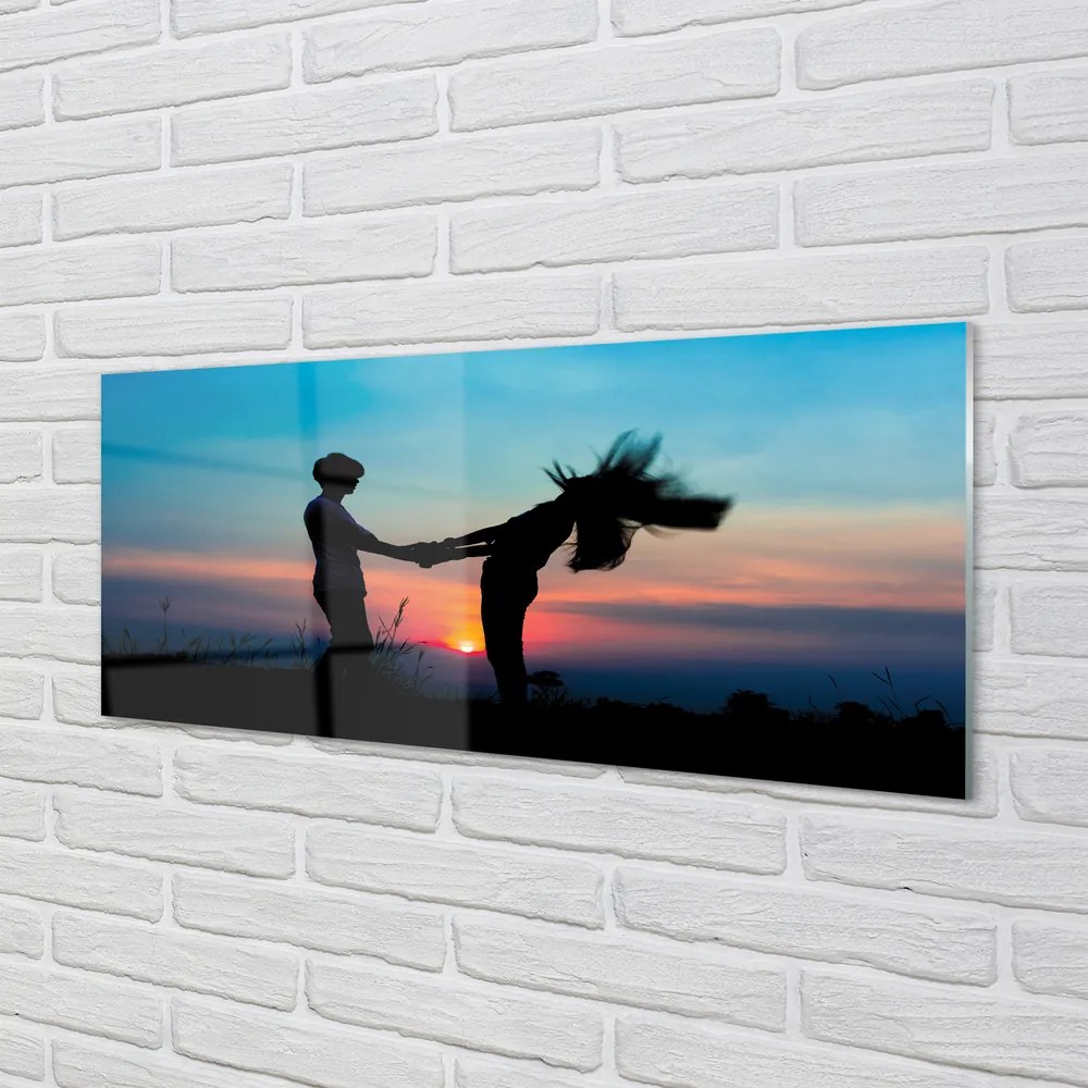 akrylový obraz Lidé nebe západ 120x60 cm