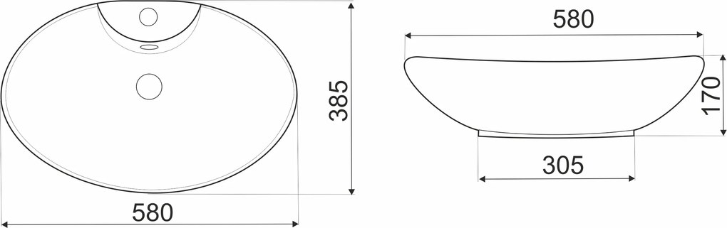 Keramické umyvadlo na desku NV-KR-139 bílá