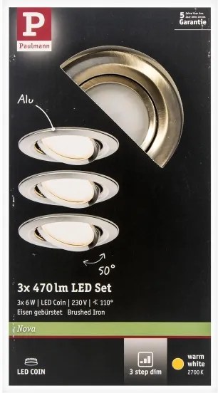 Paulmann 93483 - SADA 3xLED/6,5W IP23 Stmívatelné koupelnové svítidlo NOVA 230V