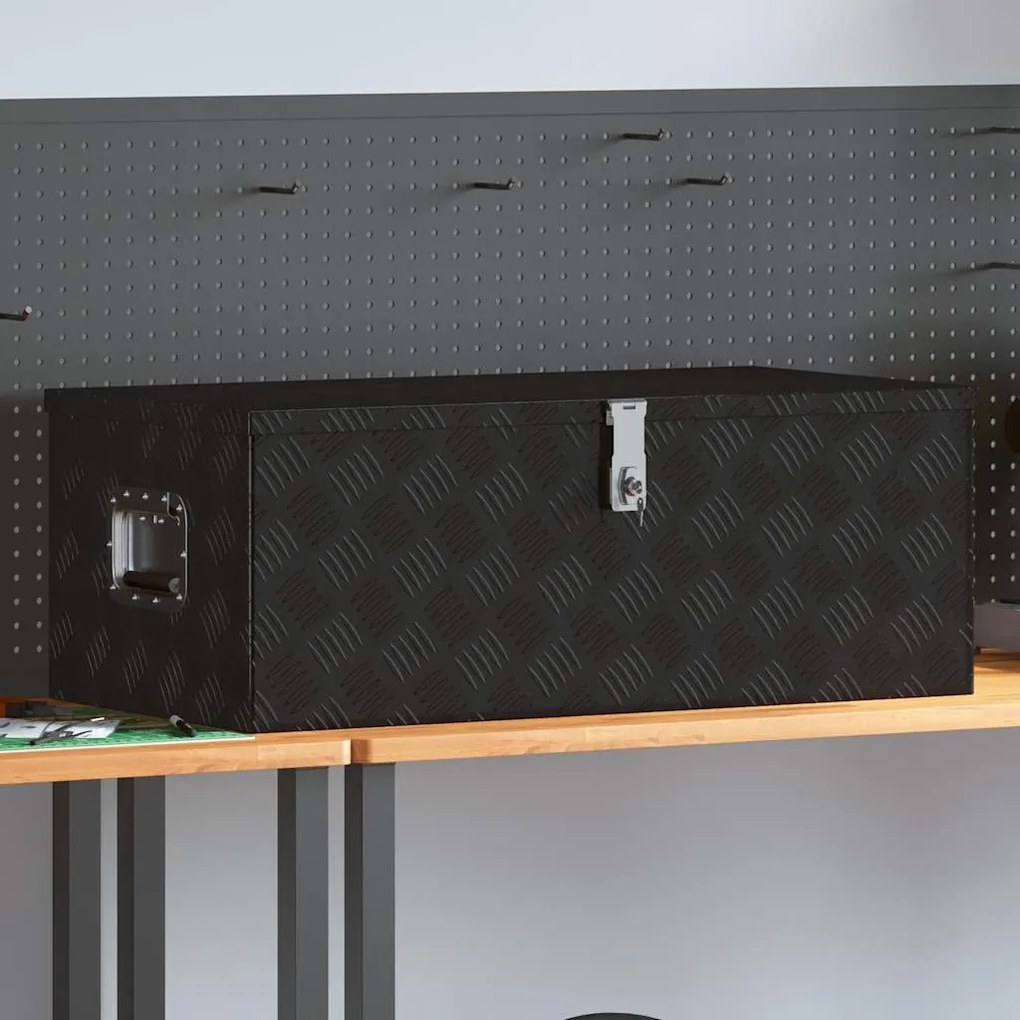 Úložný box černý 90 x 47 x 33,5 cm hliník 152255