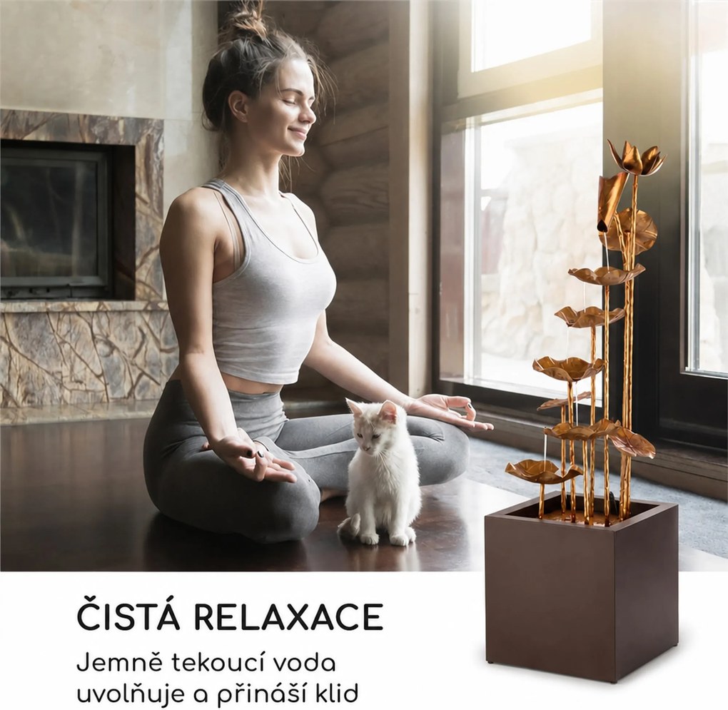 Blumfeldt Golden Orchid zahradní fontána čerpadlo 5W IPX8 pro vnitřní i venkovní použití mosazný vzhled