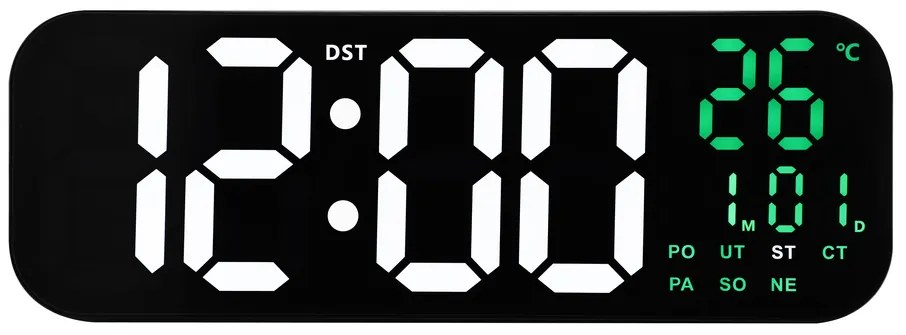 JVD Digitální černé nástěnné hodiny s LED bílými číslicemi JVD DH9016.3