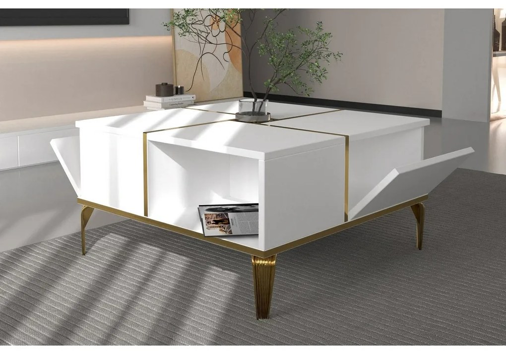 Konferenční stolek Nirvana White and Gold