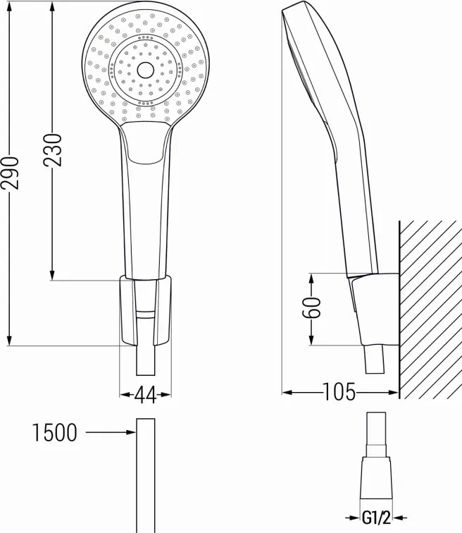 Mexen příslušenství - ruční sprchový set Oval R-05, 3-funkce, zlatá, 785055052-50