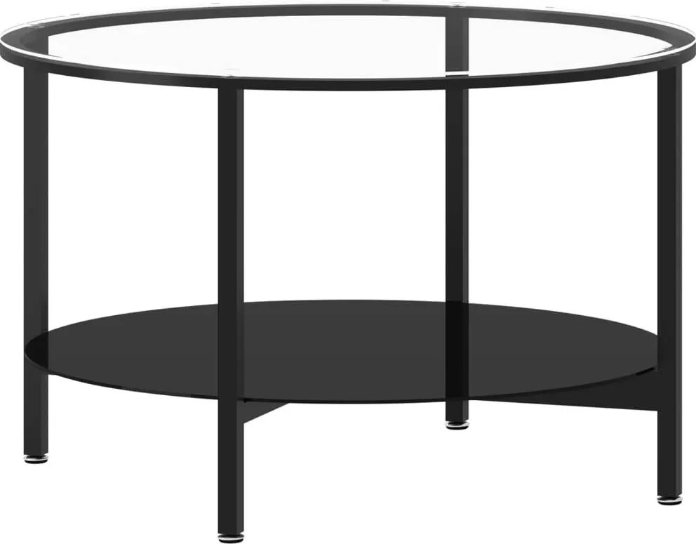 vidaXL Čajový stolek černý a bílý mramor 70 cm tvrzené sklo [331618] Barva: Černá a průhledná