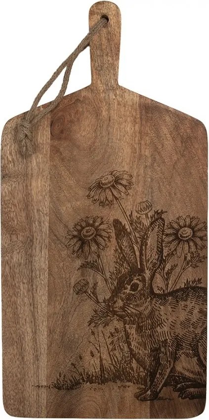 Dřevěné servírovací prkénko s králíkem Board Wood Rabbit - 25*2*50 cm