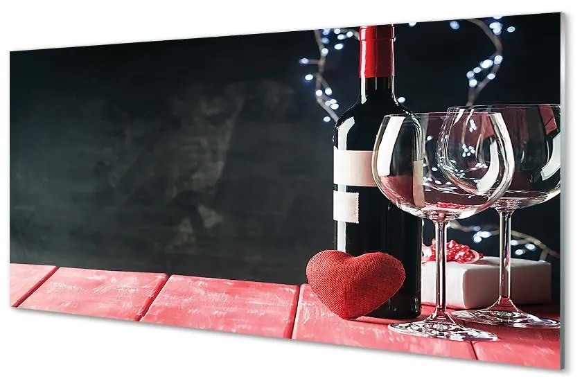 Obraz na skle Heart of glass sklenice na víno 140x70 cm