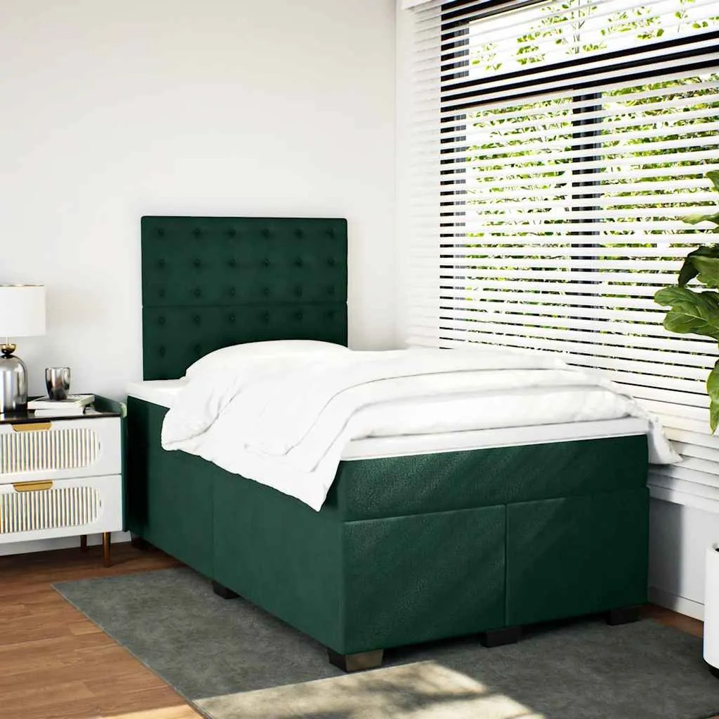 Box spring postel s matrací tmavě zelená 120x190 cm samet 3293173