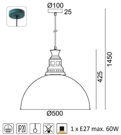 ACA DECOR Závěsné svítidlo NEVADA, průměr 50 cm