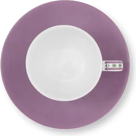 Pip Studio Lily & Lotus sada 2ks espresso šálků s podšálky 100ml, lila (sada 2 hrnků v dárkovém balení)
