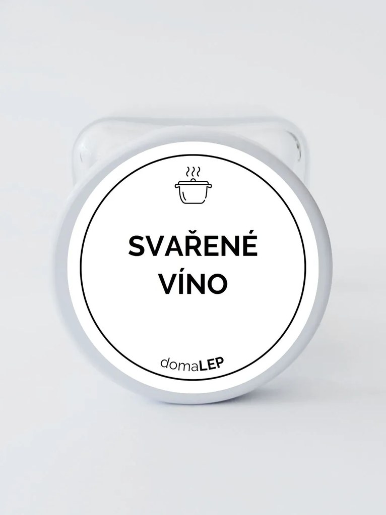 Samolepka na kořenky SVAŘENÉ VÍNO bílá 5 cm tučné písmo