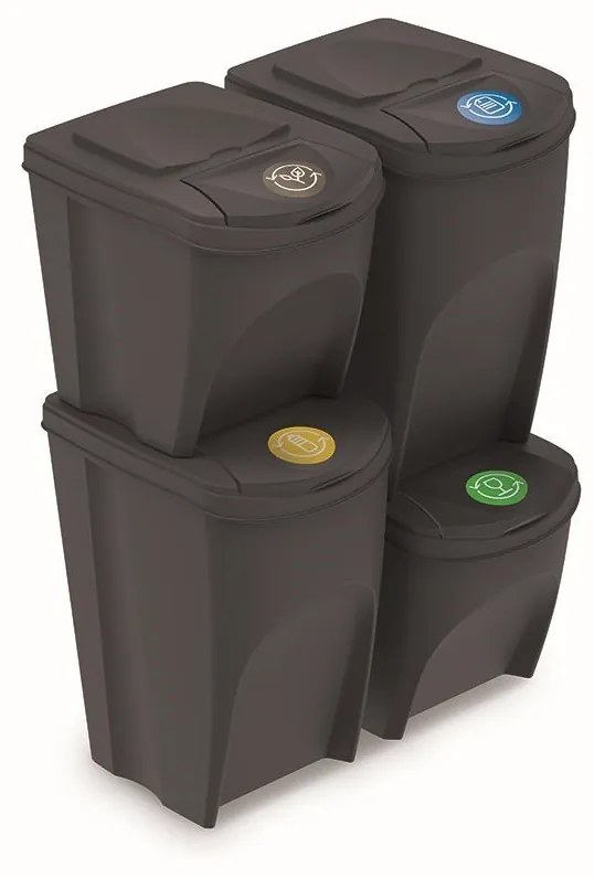 Prosperplast Sada 4 odpadkových košů DEILA 2x25L a 2x35L antracit