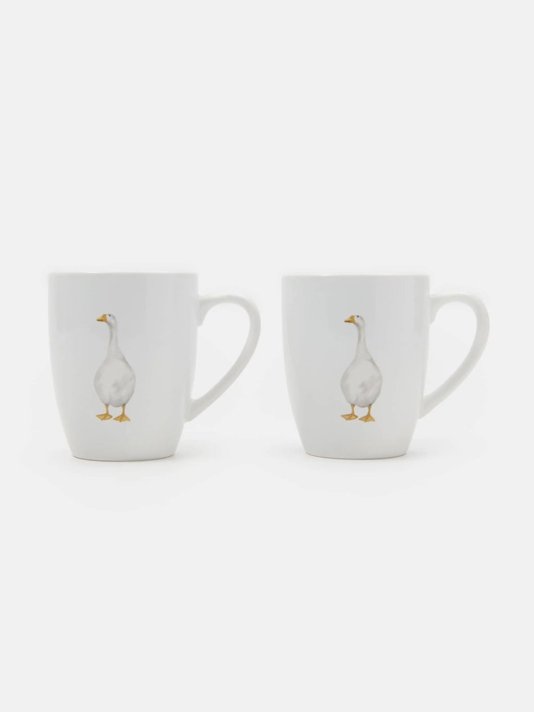 Sinsay - Keramické hrnky s motivem husy 2 pack - bílá