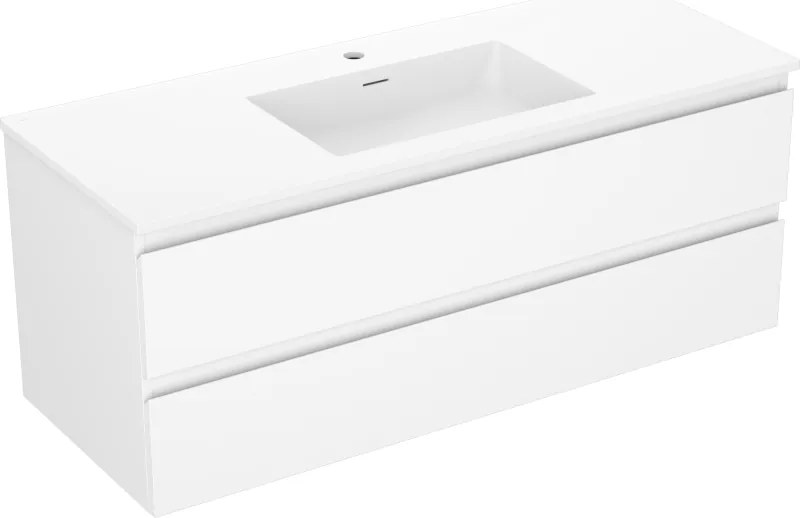 Mexen Orio, koupelnová skříňka 120 cm s umyvadlem Otis, 2 zásuvky, bílá matná, 91A10-12047-2-BFF01-W18M01