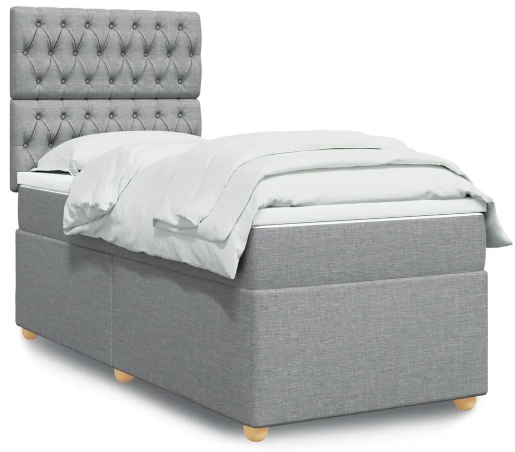 Box spring postel s matrací světle šedý 100 x 200 cm textil 3293498