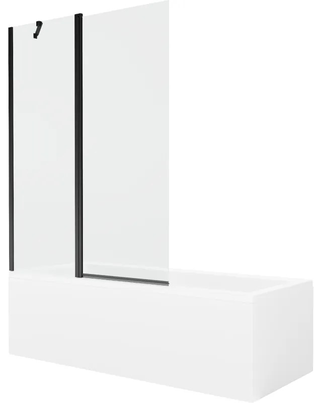 Mexen Cubik obdélníková vana 150 x 70 cm s pláštěm 1-křídlovou zástěnou 120 cm, Průhledné, Černá - 550315070X9412117000