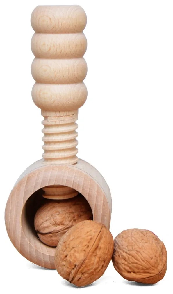 Louskáček na ořechy se závitem z bukového dřeva