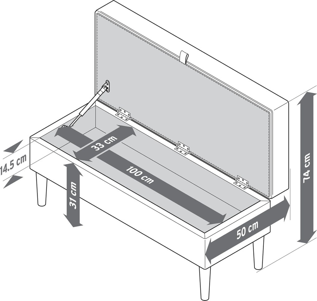 Tchibo - Polstrovaná lavice s úložným prostorem - barva: růžová