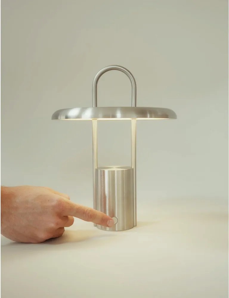 LED stmívatelná stolní lampa nerezová ve stříbrné barvě (výška 25 cm) Pier – Stelton