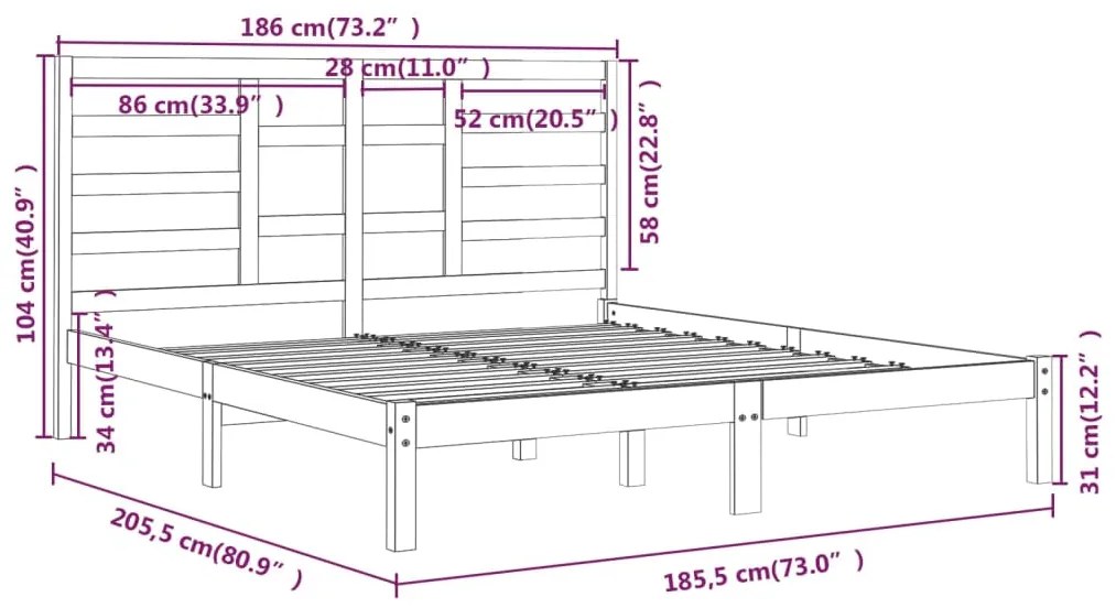 Rám postele bílý masivní dřevo 180 x 200 cm Super King,  3105811