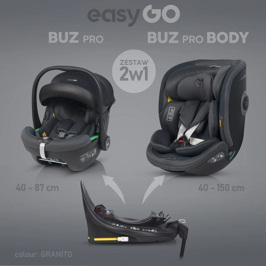 Sada autosedaček 2v1 EasyGo Buz Pro a Buz Pro Body Granito