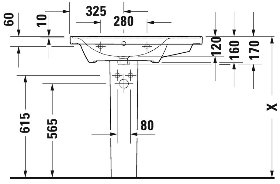 Duravit D-Neo - Umyvadlo do nábytku asymetrické 800 x 480 mm, umyvadlo vlevo, bílá 2369800000