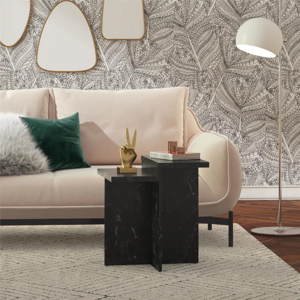 Černý konferenční stolek v dekoru mramoru 56x56 cm Brielle – Støraa
