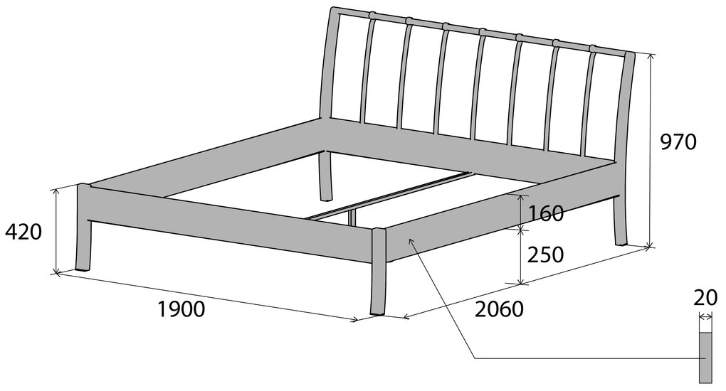 Nábytek ATIKA s.r.o. Kovová postel Merry 2 90x200 zvýšená Povrchová úprava: černá, Rozměr: 90 x 200 cm