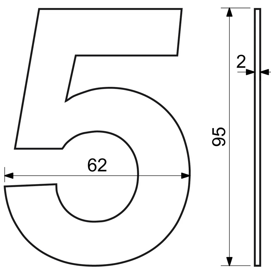 Domovní číslo "5", RN.95L, černá