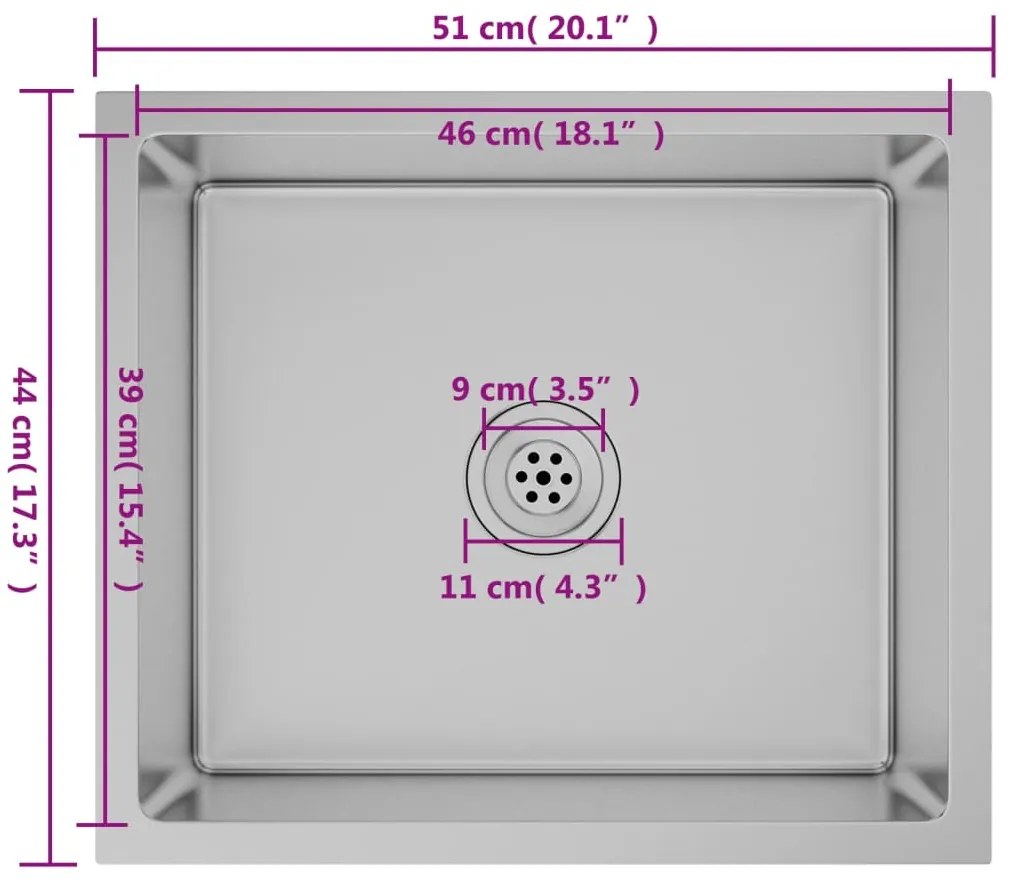 vidaXL Marketos Ručně vyrobený kuchyňský dřez nerezová ocel