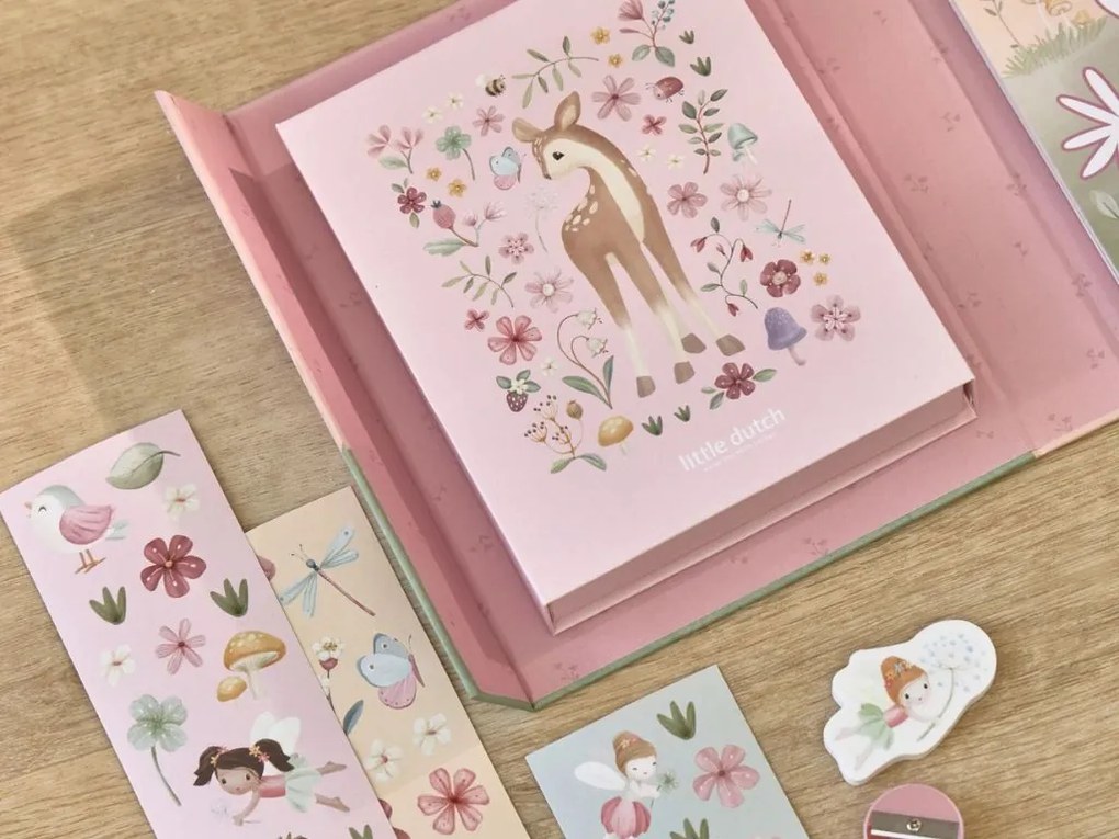 Little Dutch Omalovánky s pastelkami a samolepkami Rosa Fairy Garden