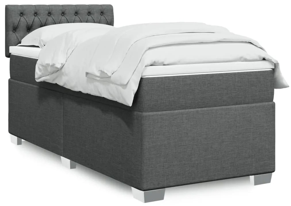 Box spring postel s matrací tmavě šedá 100 x 200 cm textil 3285807