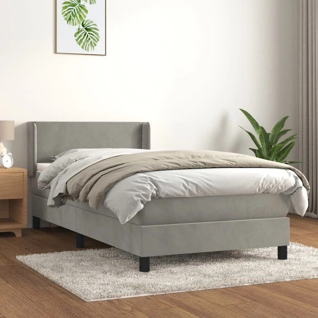 vidaXL Box spring postel s matrací 90x200 cm samet [3130822] Barva: Černá