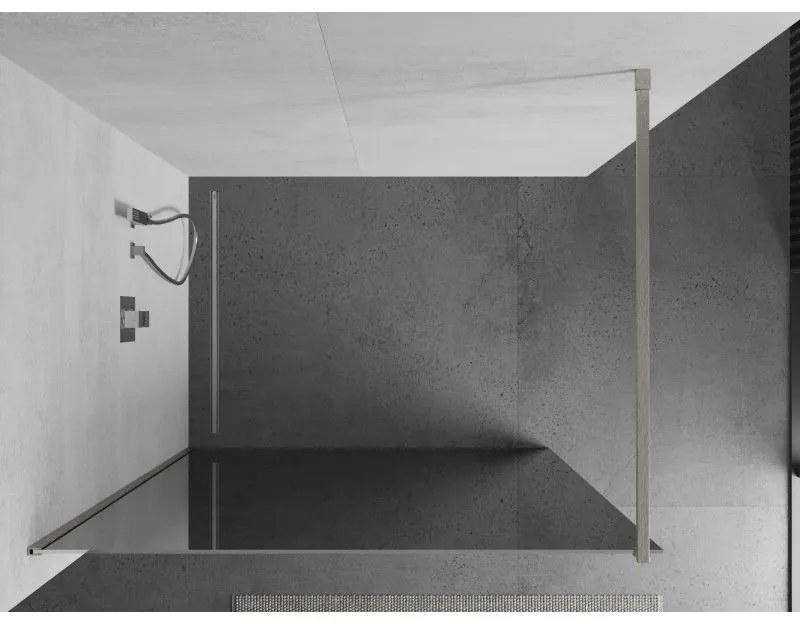 Mexen Kioto, sprchová zástěna Walk-In 120 x 200 cm, 8mm sklo vzor zrcadlo, broušená ocel profil, 800-120-101-97-50
